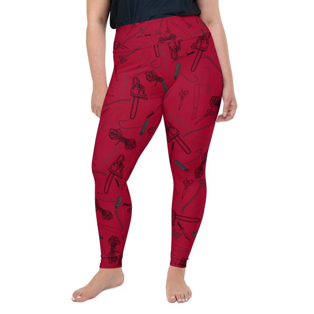 Plus Size Leggings, Horror Weapons All-over Print Pants, Slasher Flick ...