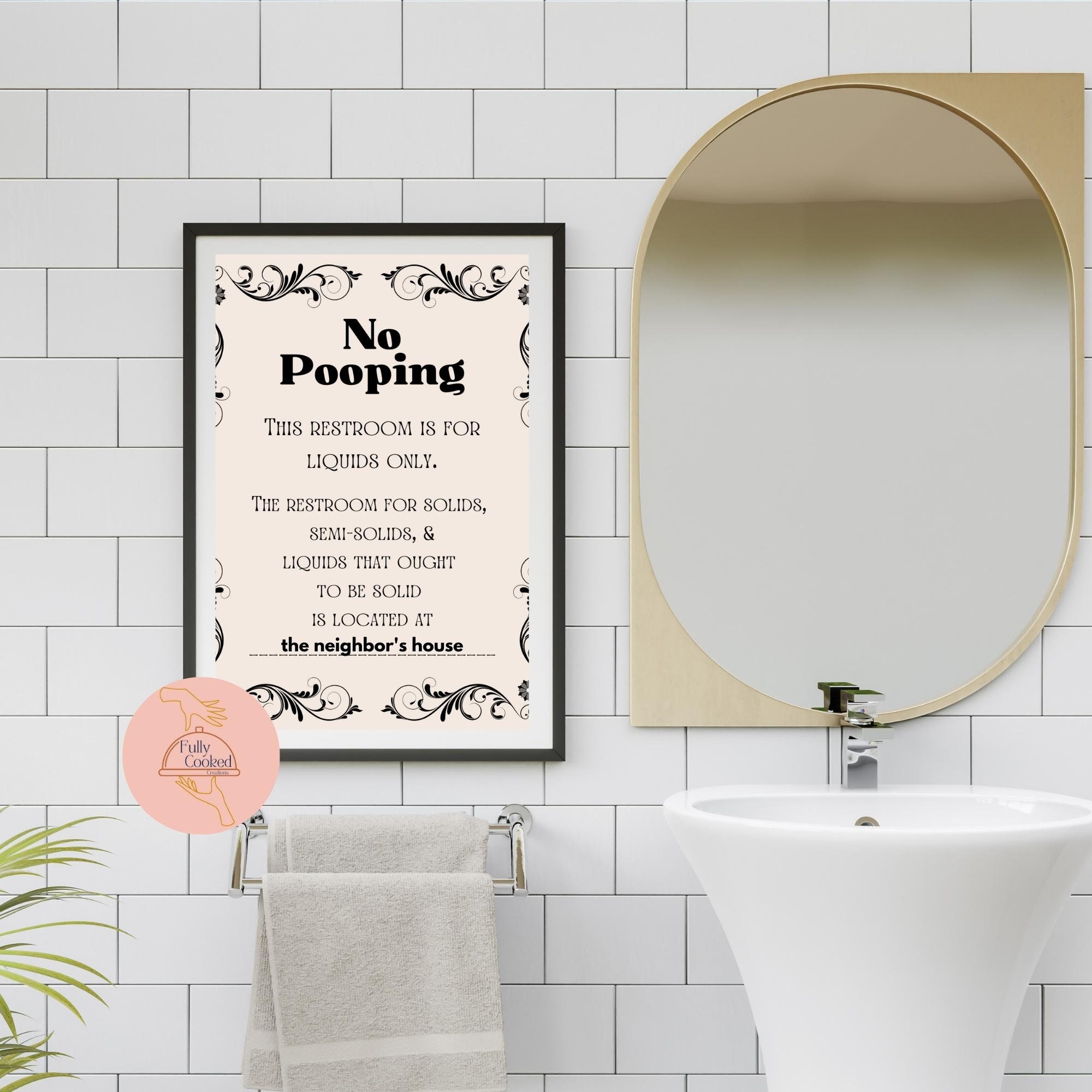 No Pooping PRINTABLE Poster Sign Wall Art Notice Decor Office Work Coworker Bathroom Restroom ...