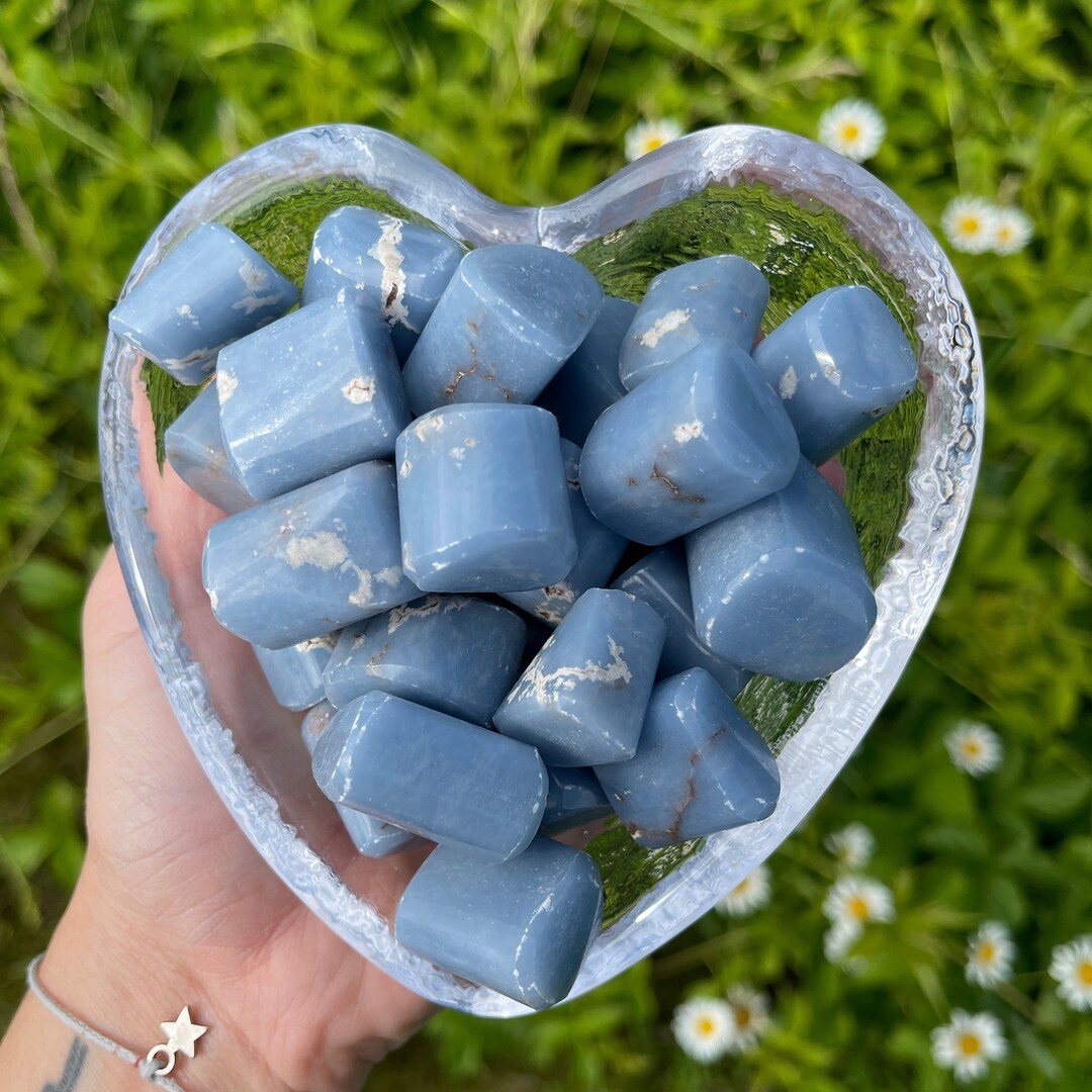 Angelite Crystal Tumbled Stones - Etsy