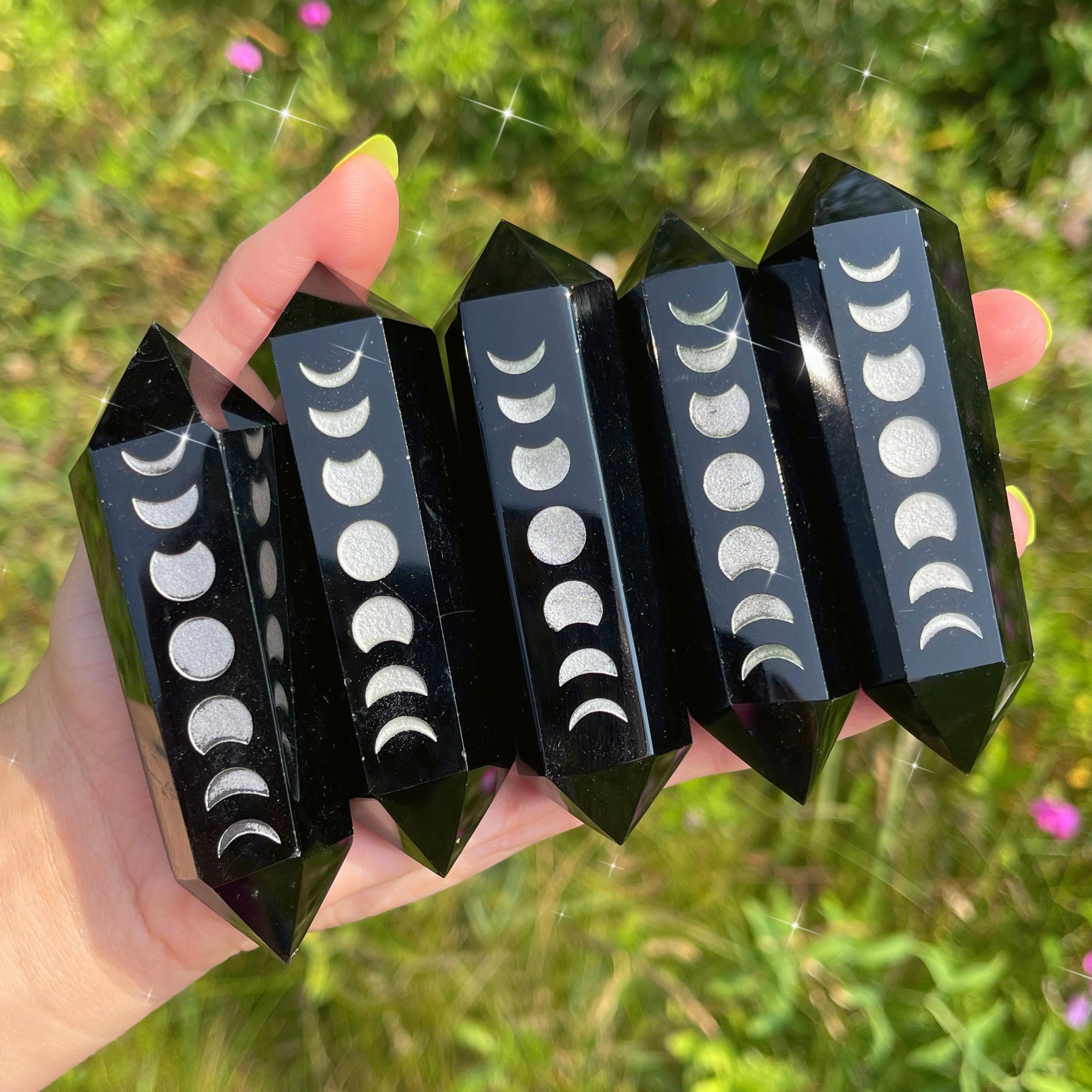 Obsidian Moon Phase Crystal Points - Etsy