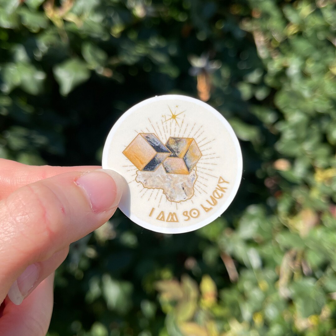 Pyrite Luck Positive Affirmation Crystal Sticker - Etsy
