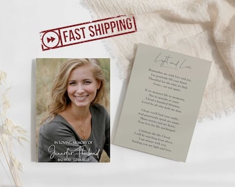 Funeral Memorial Prayer Cards Custom Personalized Photo and Prayer ...