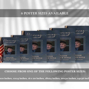 PRINTED Large American Flag Funeral Poster for Veteran | Memorial ...
