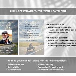 PRINTED Motorcycle Memorial Cards for Biker| Custom Motorbike Prayer ...
