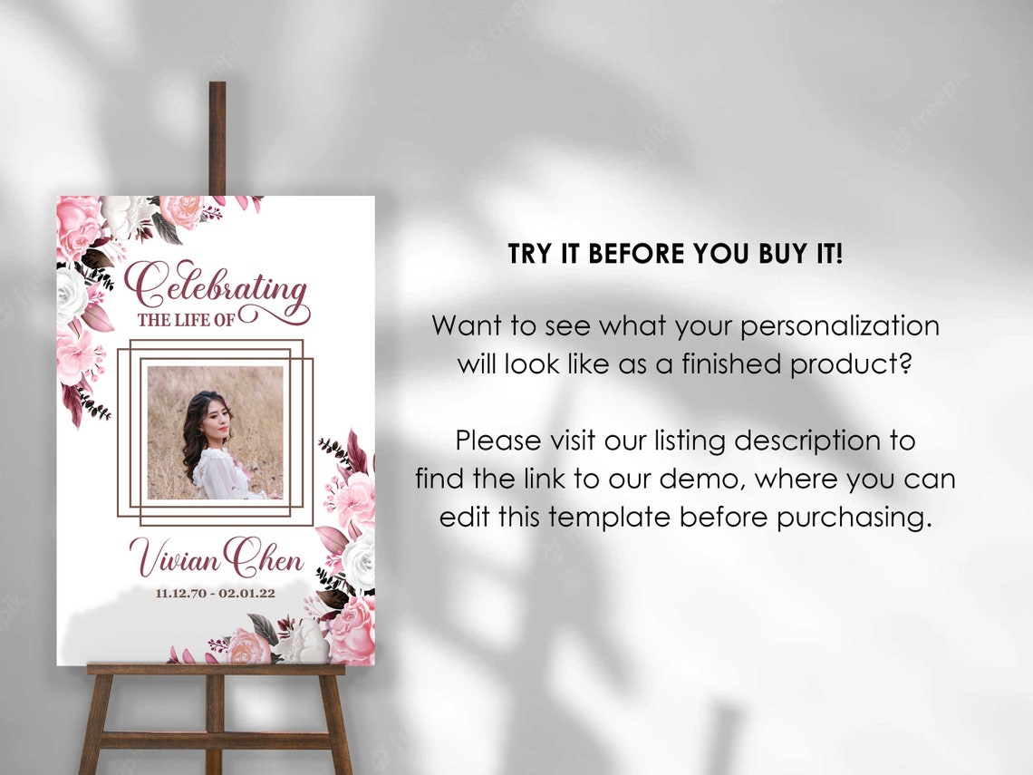 DIY EDITABLE Funeral Welcome Sign Celebration of Life Poster - Etsy