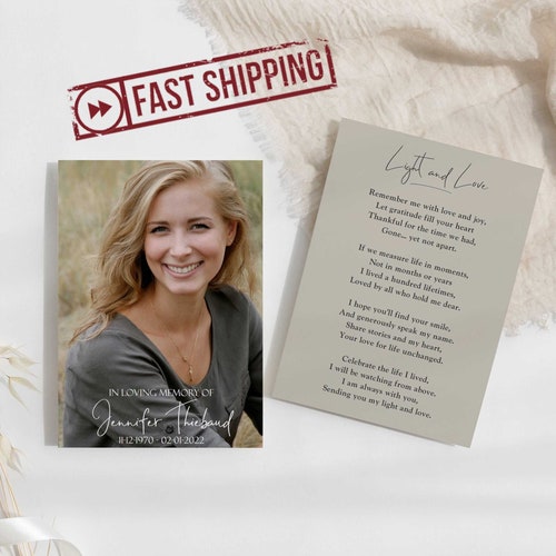 PRINTED Memorial Cards Personalized Funeral Prayer Cards - Etsy