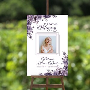 PRINTED Purple Floral Funeral Poster for Celebration of Life ...