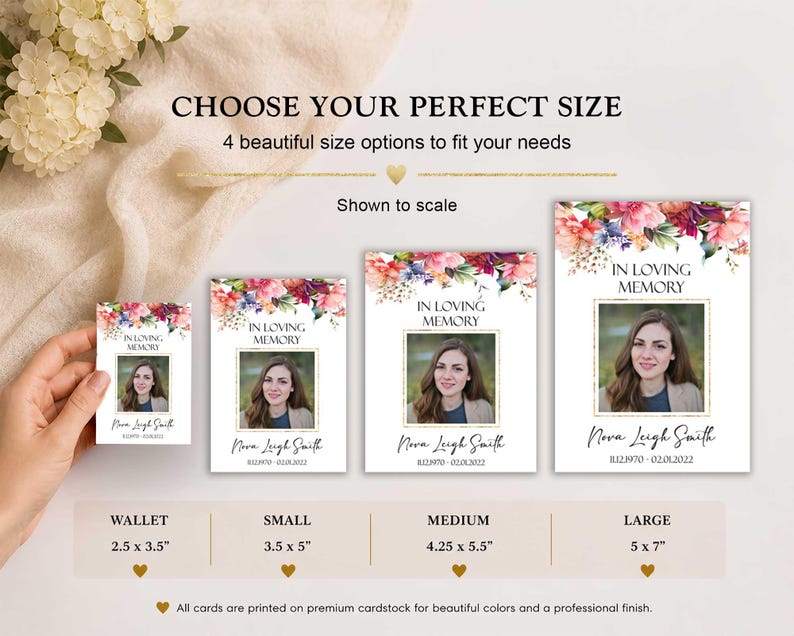PRINTED Colorful Floral Memorial Cards | Funeral Prayer Cards Bright ...