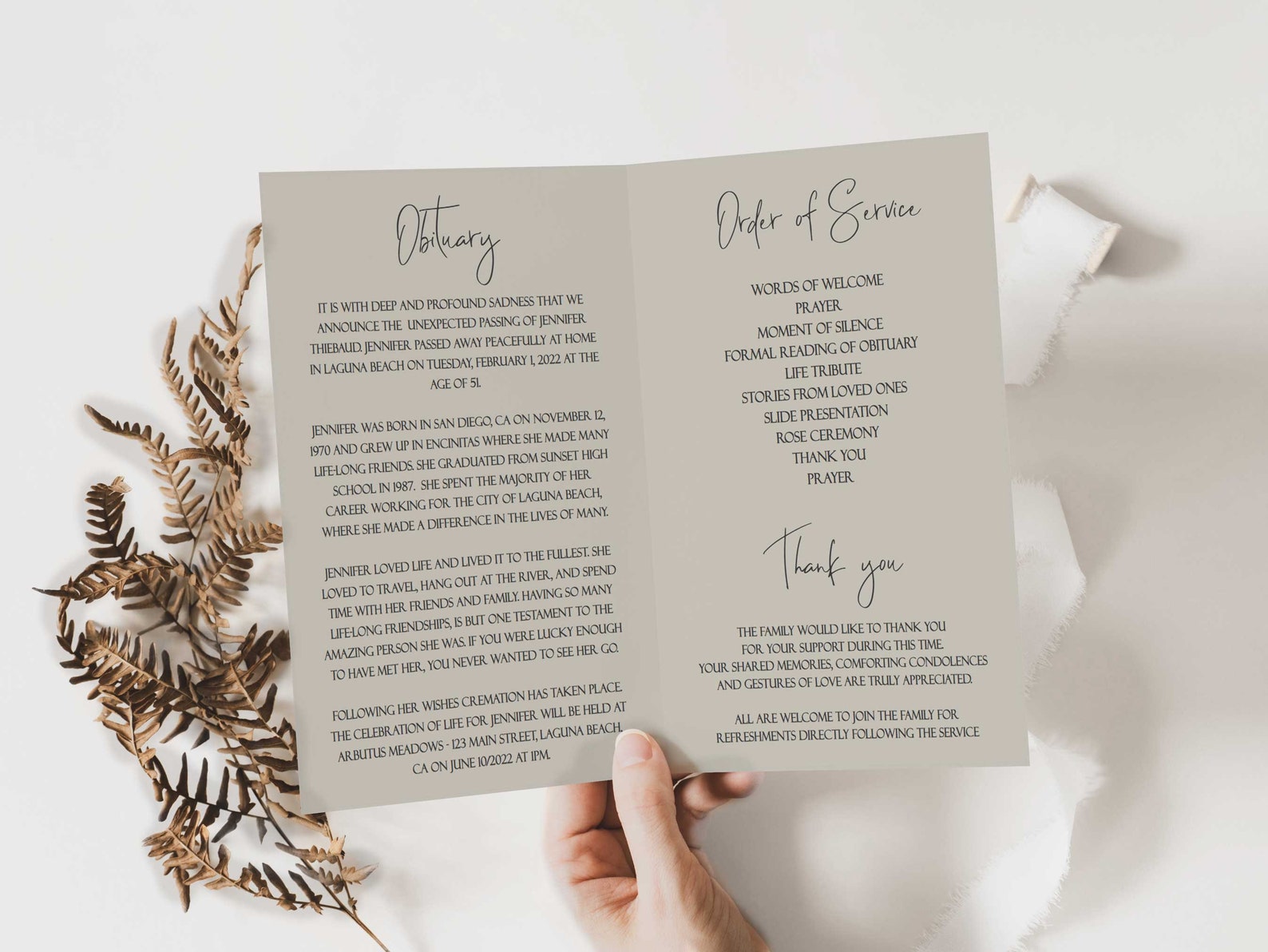 DIY EDITABLE Funeral Program Template Celebration of Life - Etsy