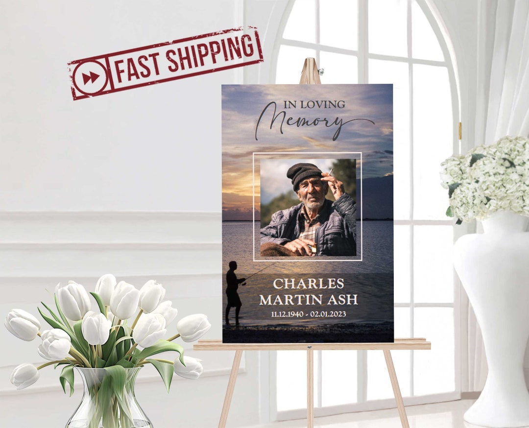 PRINTED Large Funeral Poster for Fisherman | Personalized Memorial ...