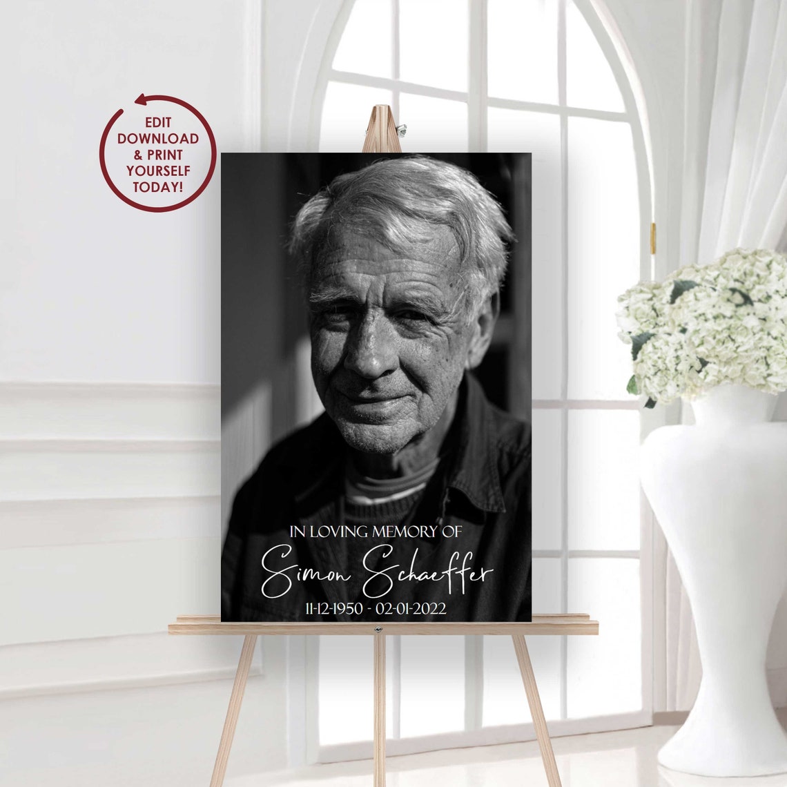 DIY EDITABLE Funeral Poster Board Template Simple Memorial - Etsy