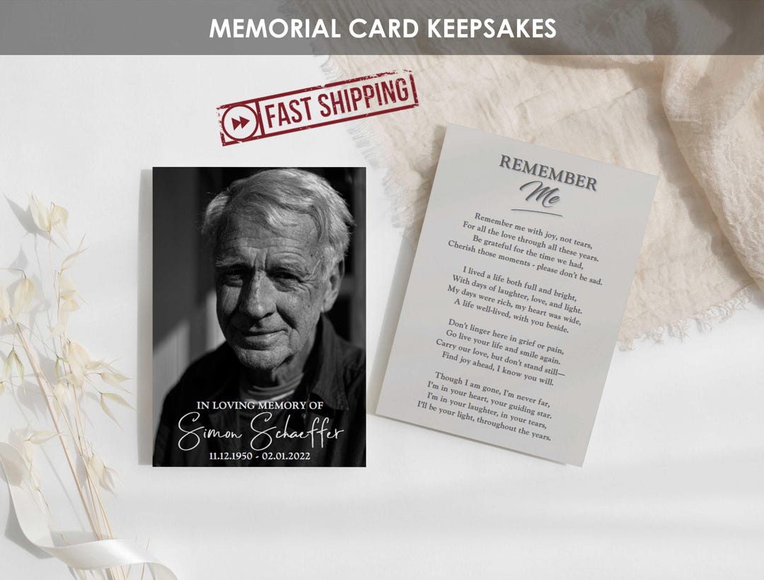 PRINTED Custom Memorial Cards | Minimalist Funeral Prayer Cards ...