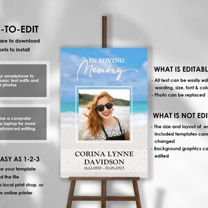 DIY EDITABLE Beach Themed Memorial Poster | Ocean Theme Celebration of ...