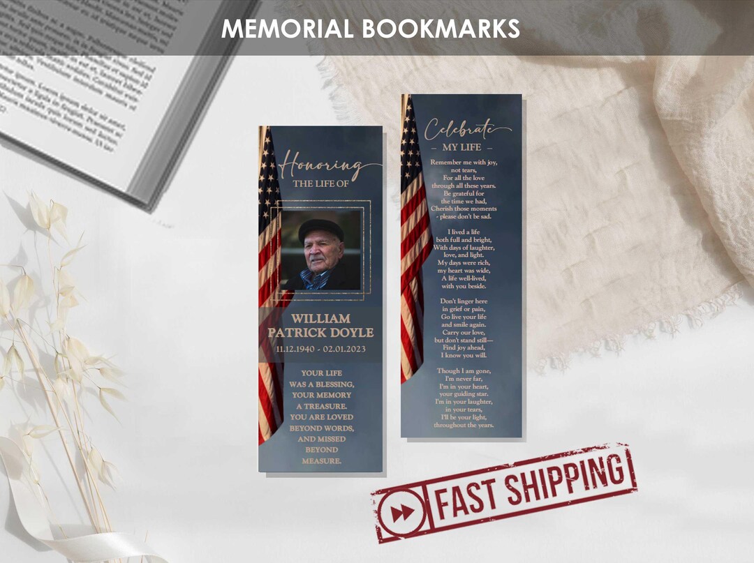 PRINTED USA Patriot Memorial Bookmarks | American Flag Personalized ...
