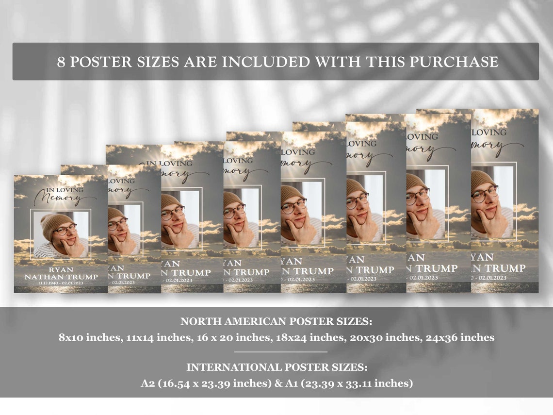 DIY EDITABLE Heavenly Clouds Memorial Poster | Large Heaven Funeral ...
