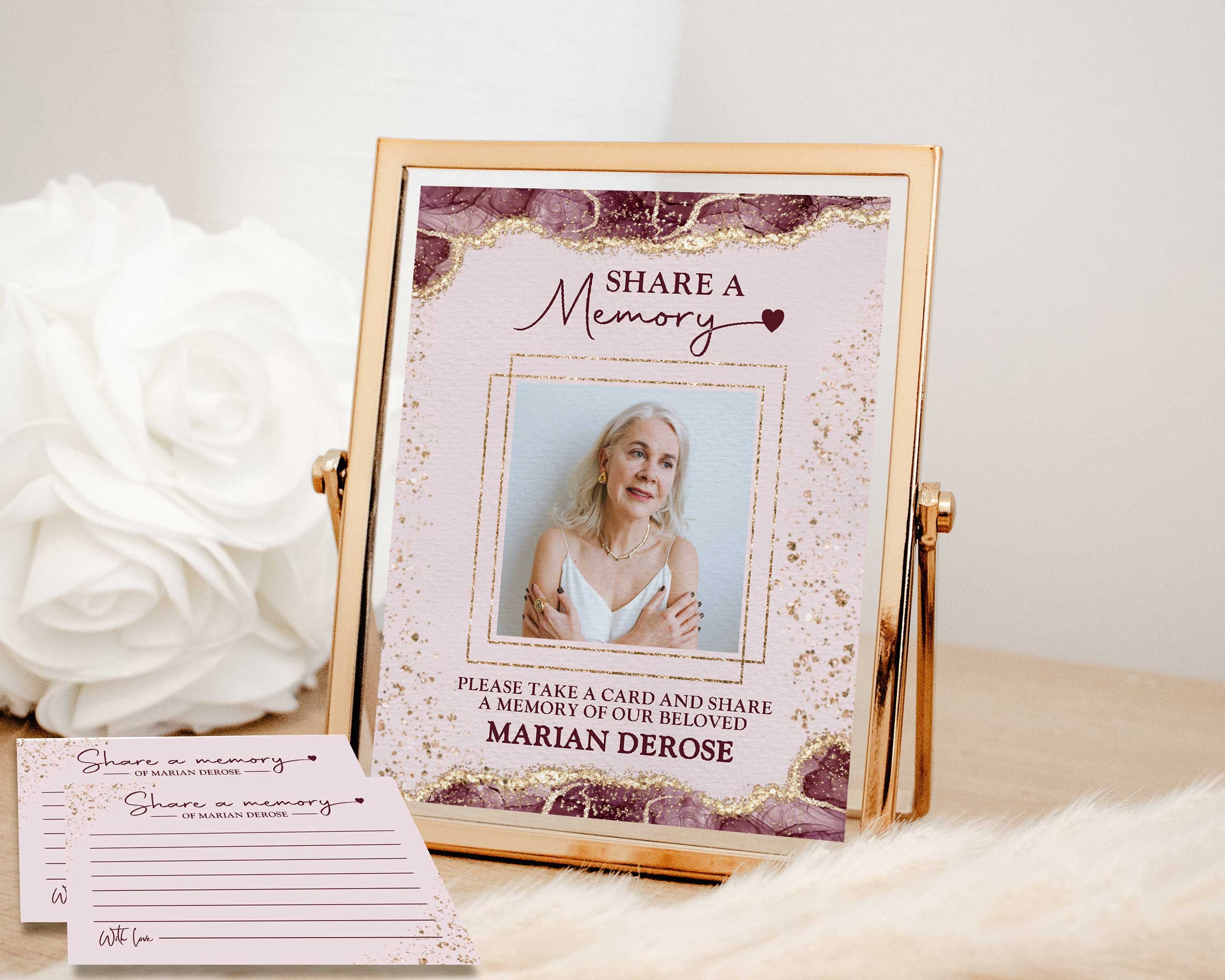 DIY EDITABLE Share a Memory Funeral Sign & Cards Soft Pink - Etsy