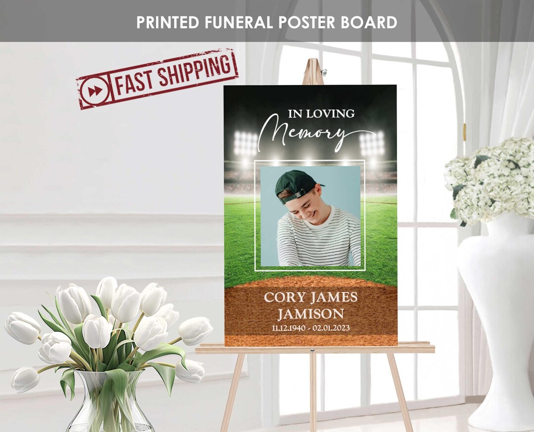 PRINTED Baseball Funeral Poster | Large Personalized Memorial Welcome ...