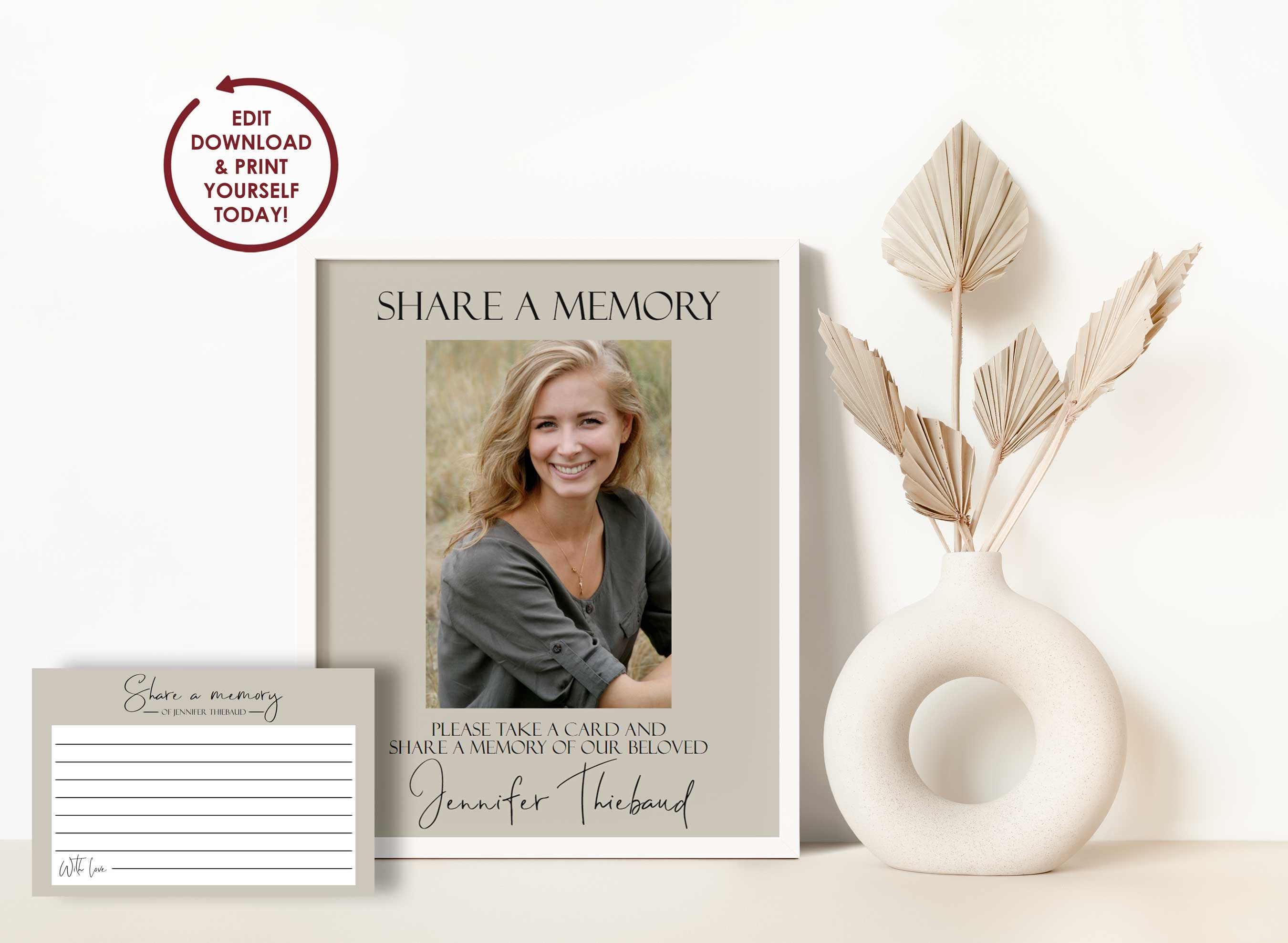 DIY EDITABLE Share a Memory Funeral Sign & Cards Minimalist - Etsy
