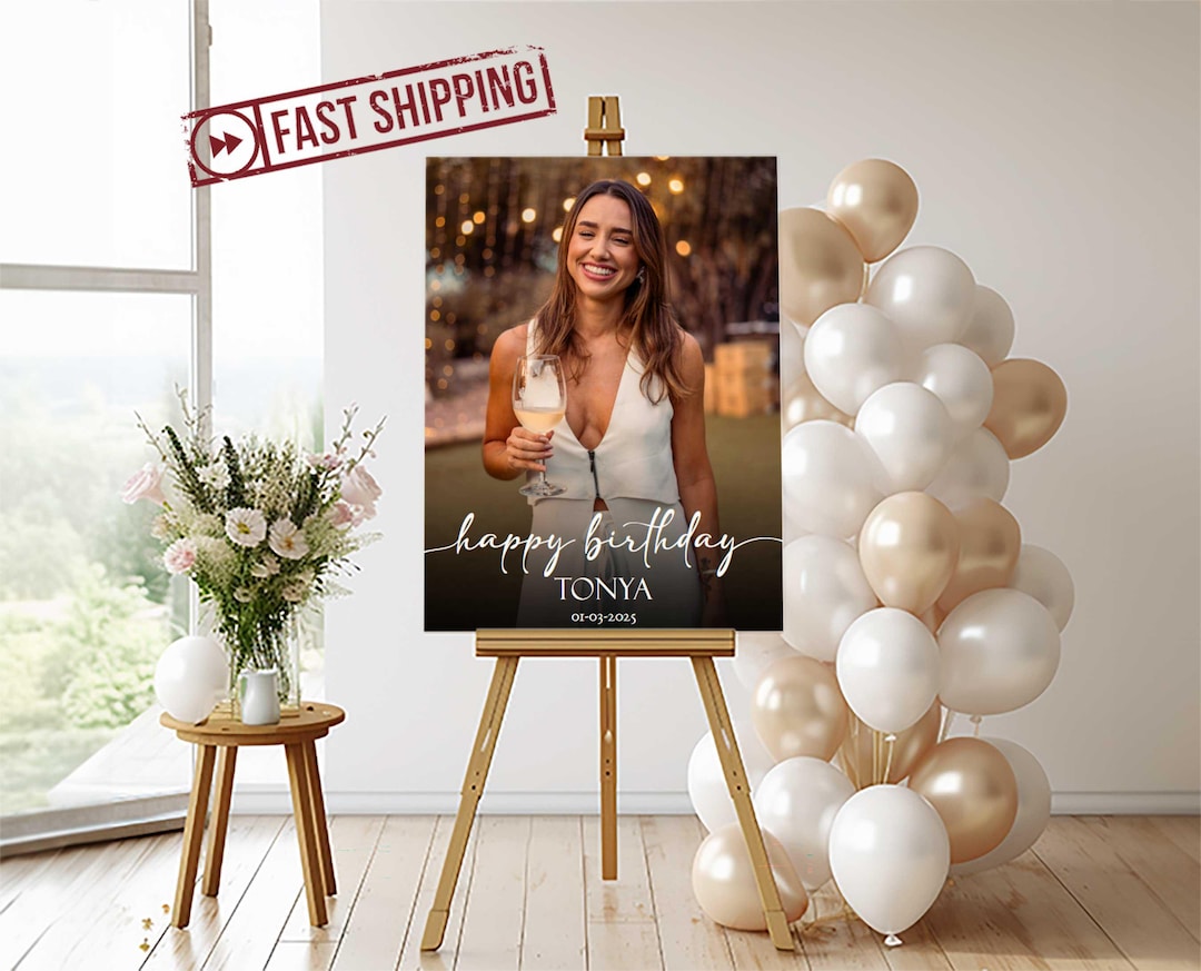 PRINTED Birthday Poster Board | Large Custom Photo Welcome Sign ...