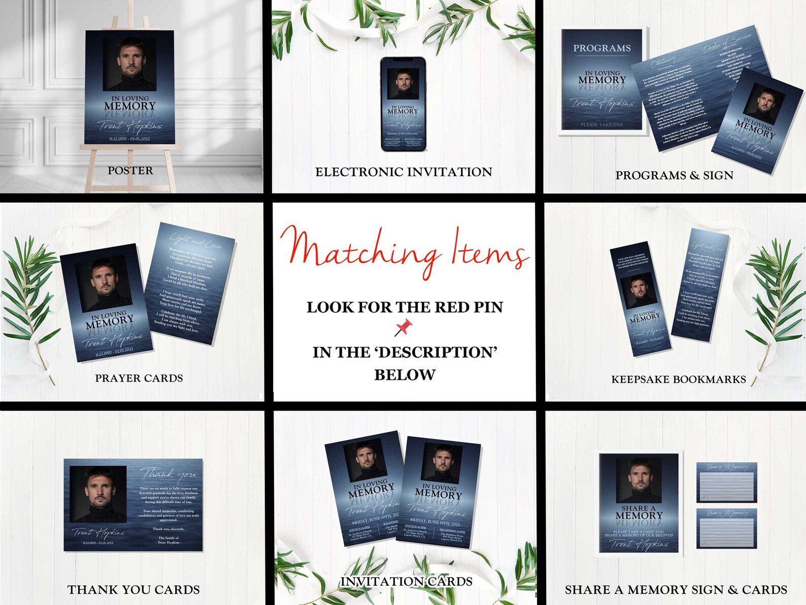 PRINTED Memorial Cards | Custom Funeral Prayer Cards | Blue Ocean ...