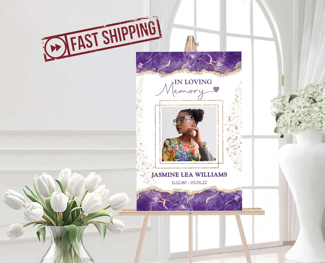 PRINTED Purple Funeral Poster for Celebration of Life | Large ...
