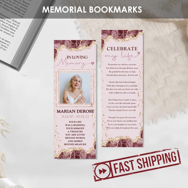 Laminated Obituary Bookmarks - Etsy