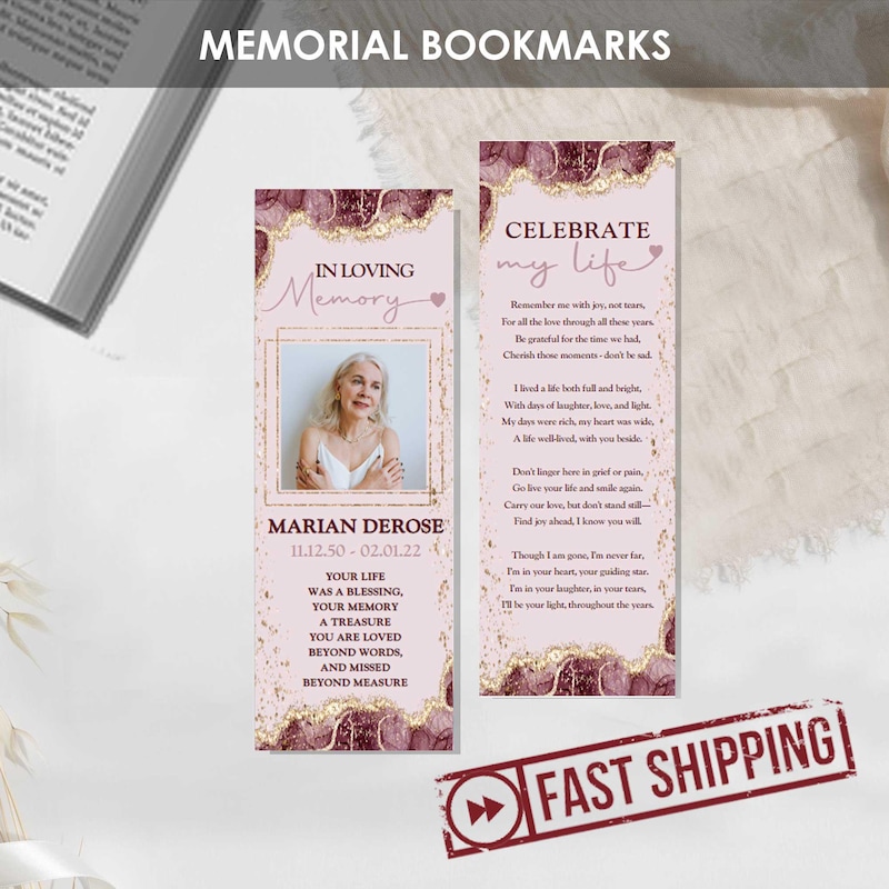 Laminated Obituary Bookmarks - Etsy