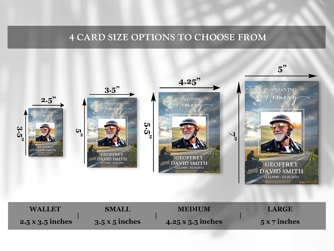 PRINTED Motorcycle Memorial Cards for Biker| Custom Motorbike Prayer ...