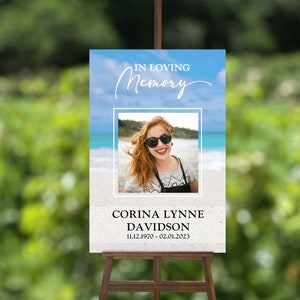 DIY EDITABLE Beach Themed Memorial Poster | Ocean Theme Celebration of ...