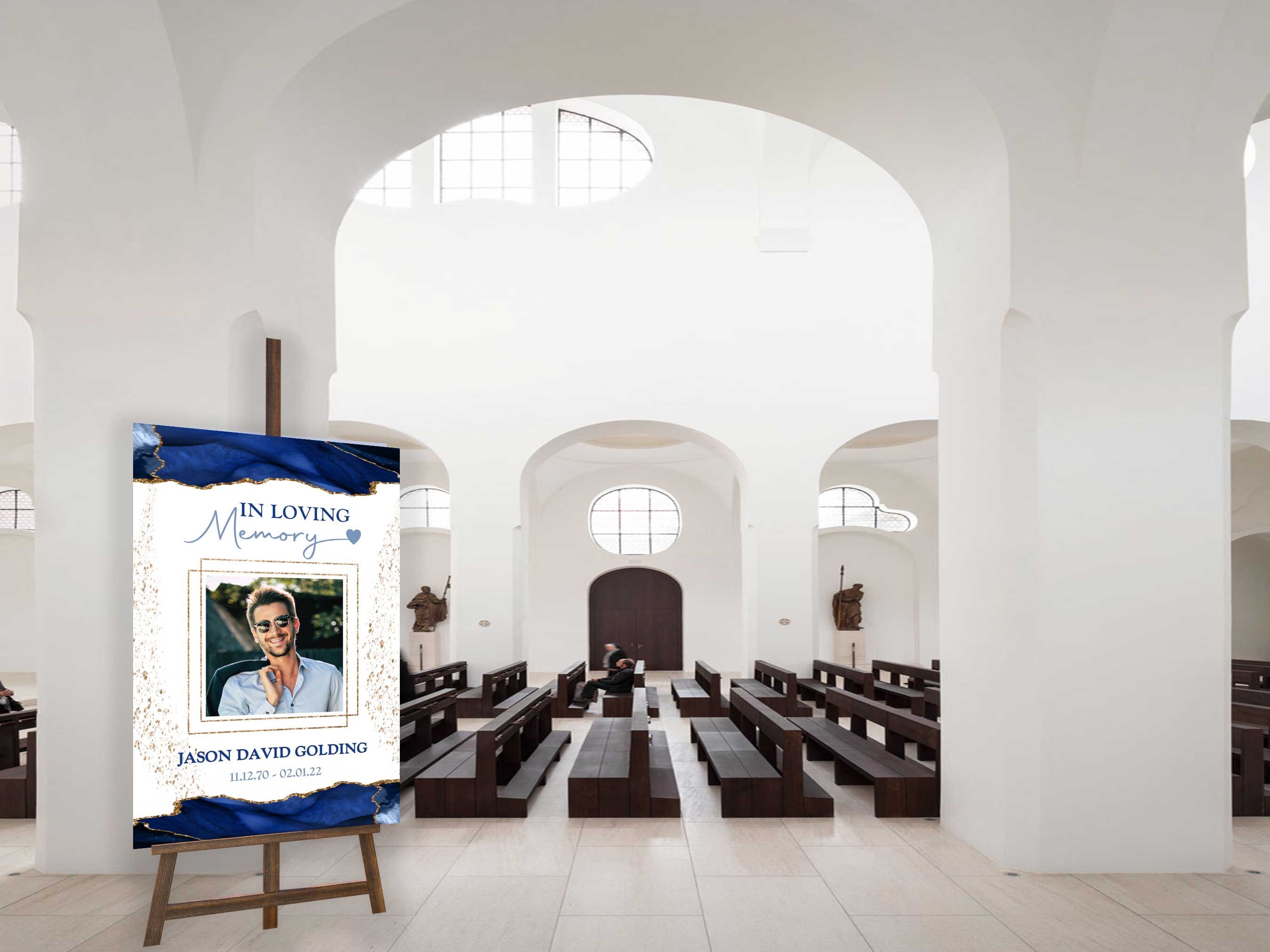 DIY EDITABLE Blue Funeral Poster for Celebration of Life | Memorial ...