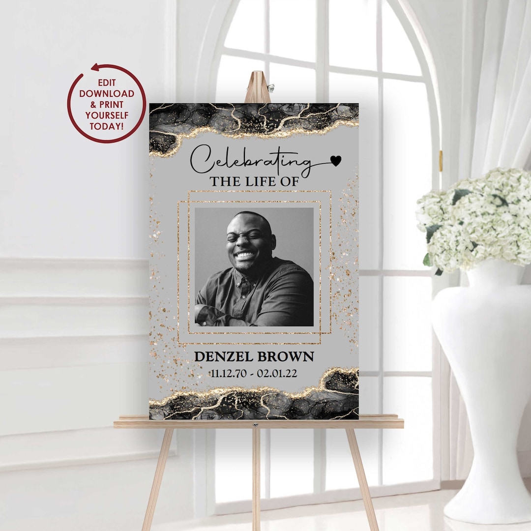 DIY EDITABLE Memorial Poster Board | Celebration of Life Poster | Large ...