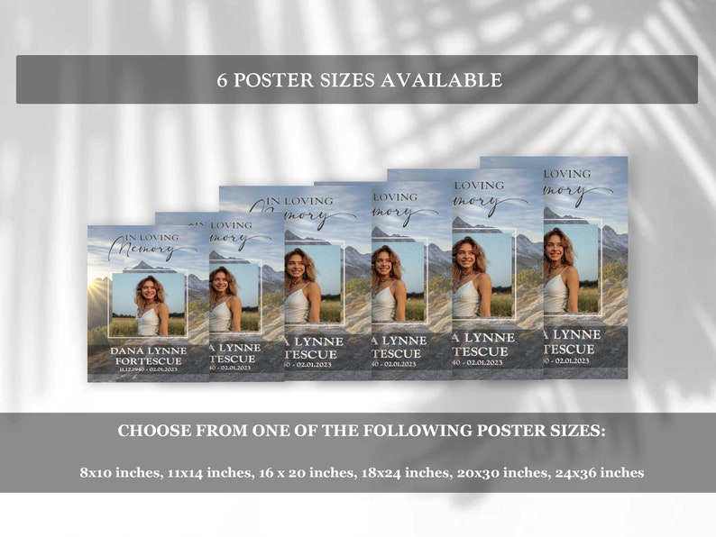 PRINTED Large Nature Landscape Funeral Poster W Mountains | Custom ...