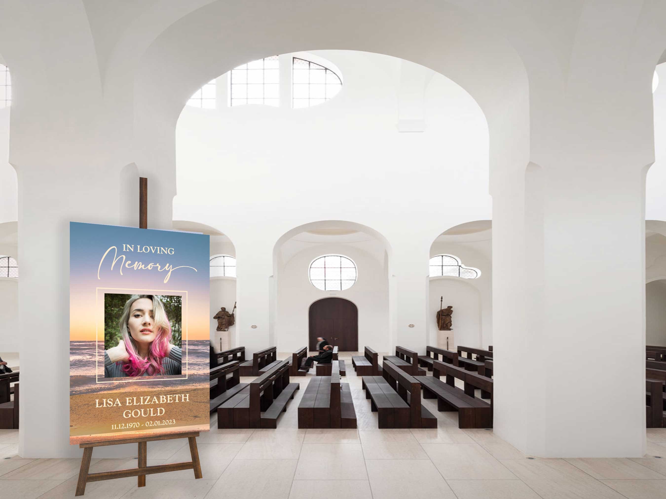 PRINTED Large Funeral Poster | Beach Sunset Custom Celebration of Life ...