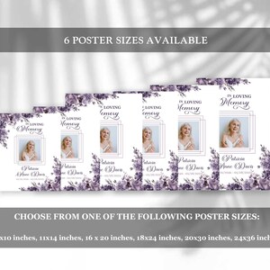 PRINTED Purple Floral Funeral Poster for Celebration of Life ...