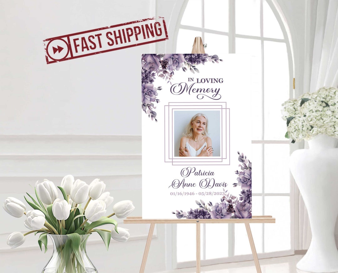 PRINTED Purple Floral Funeral Poster for Celebration of Life ...