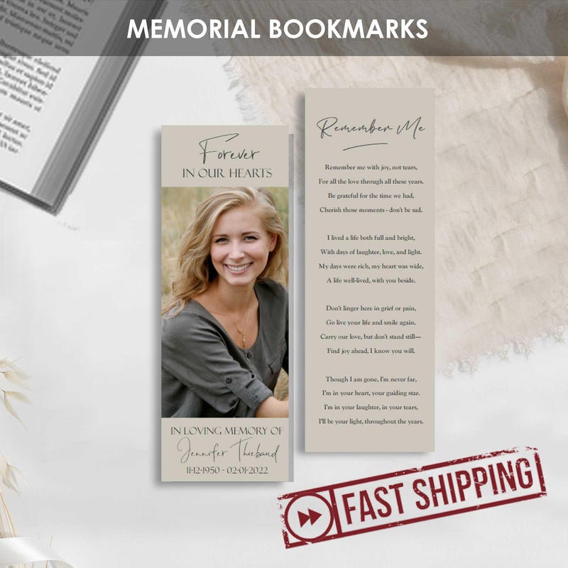 Memorial Bookmark - Etsy