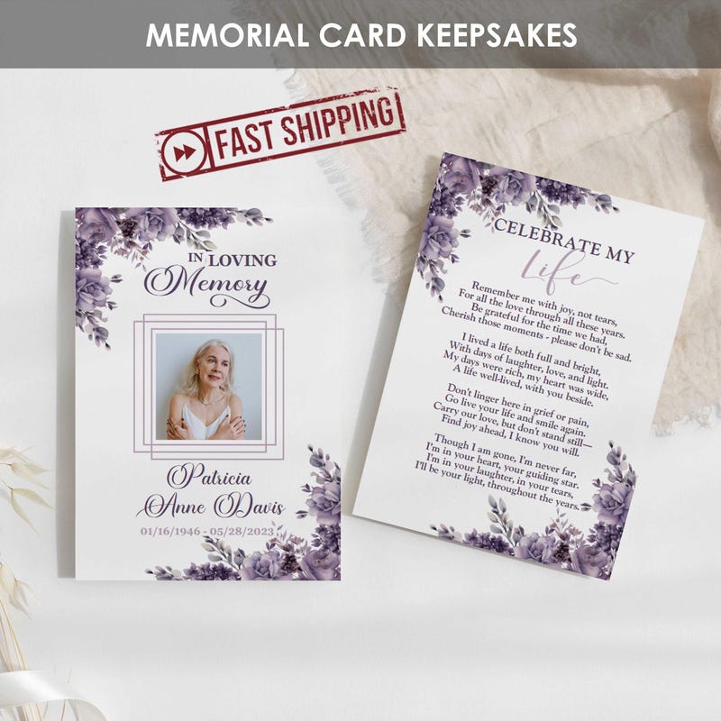Personalized Funeral Memorial Cards - Etsy
