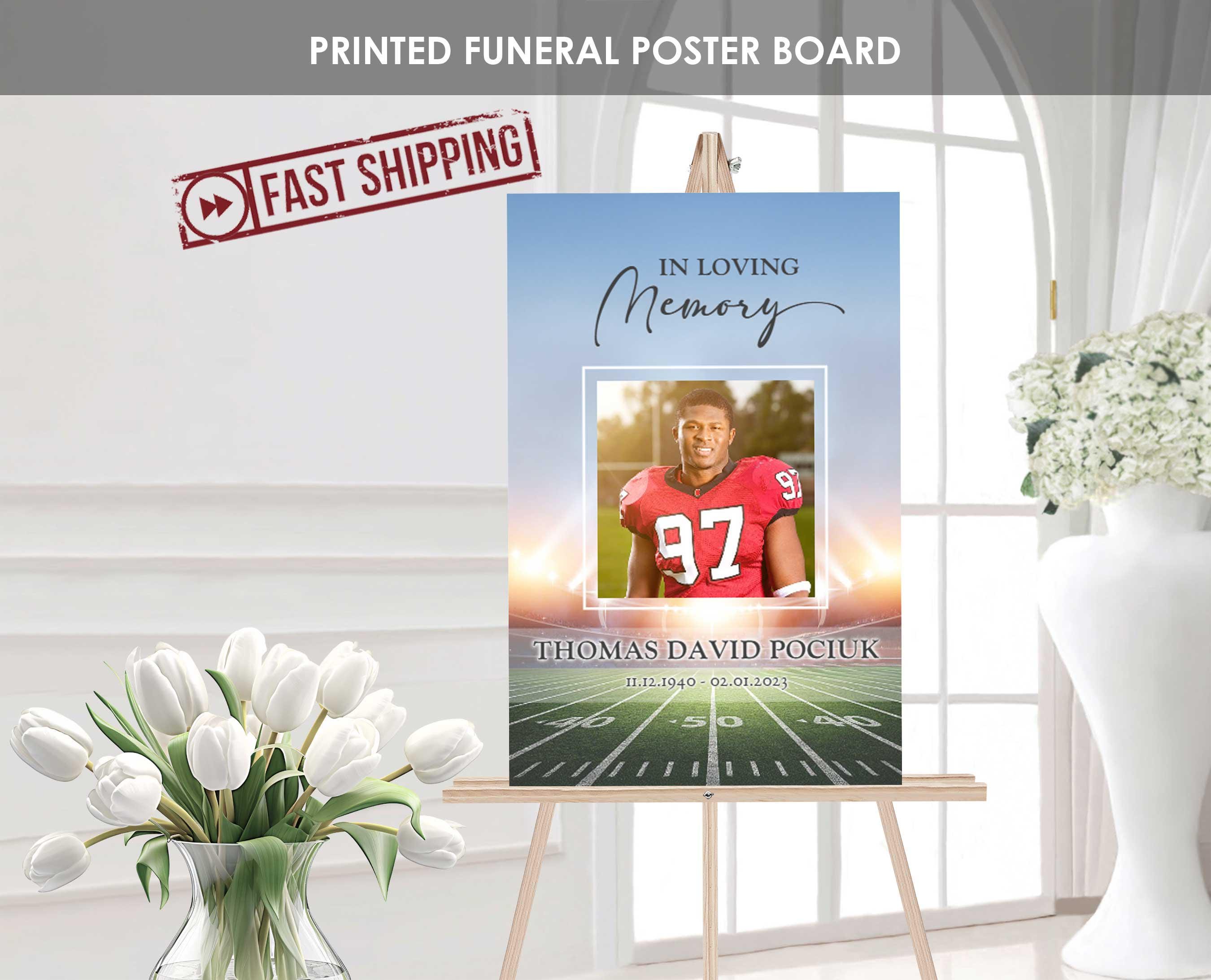 PRINTED Football Funeral Poster | Large Memorial Welcome Sign for ...