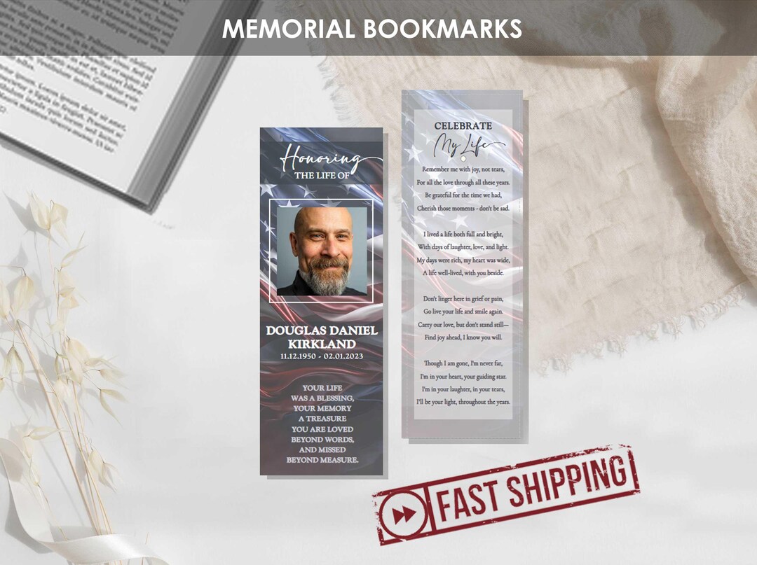 PRINTED American Flag Memorial Bookmarks | USA Patriot Personalized ...
