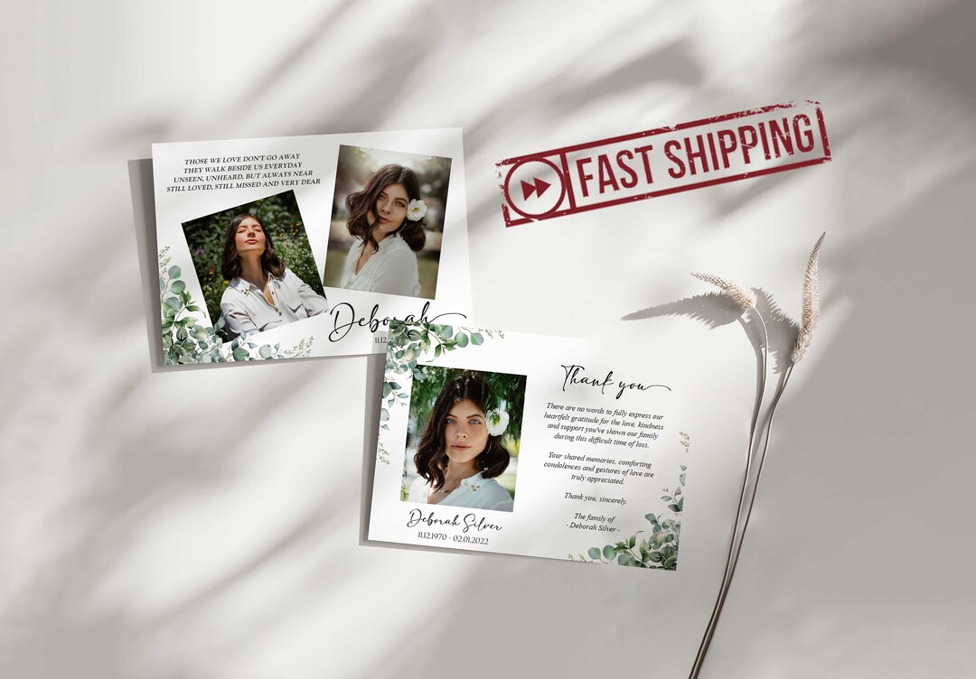 PRINTED Memorial Thank You Cards Eucalyptus Vines | Funeral ...