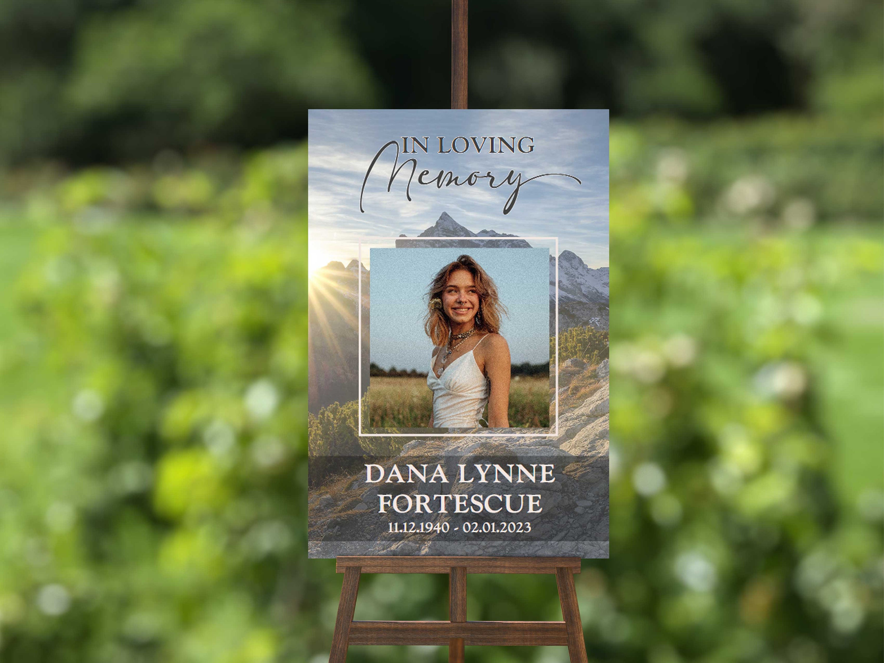 PRINTED Large Nature Landscape Funeral Poster W Mountains | Custom ...