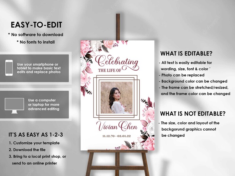 DIY EDITABLE Funeral Welcome Sign | Celebration of Life Poster Board ...