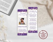 DIY EDITABLE Purple Memorial Bookmark Template for Celebration - Etsy