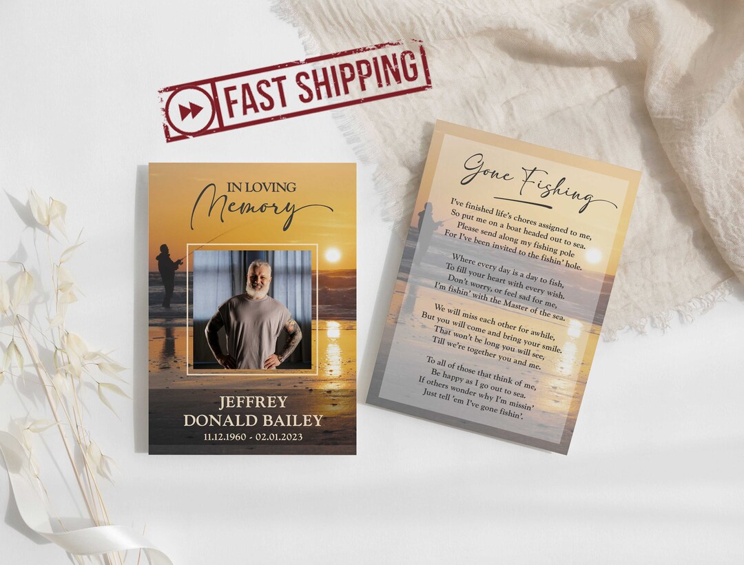 PRINTED Fisherman's Funeral Prayer Cards for Celebration of Life ...