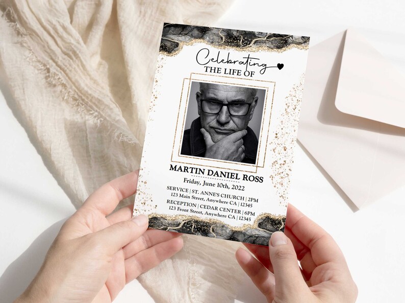 DIY EDITABLE Funeral Invitation Template Celebration of Life - Etsy