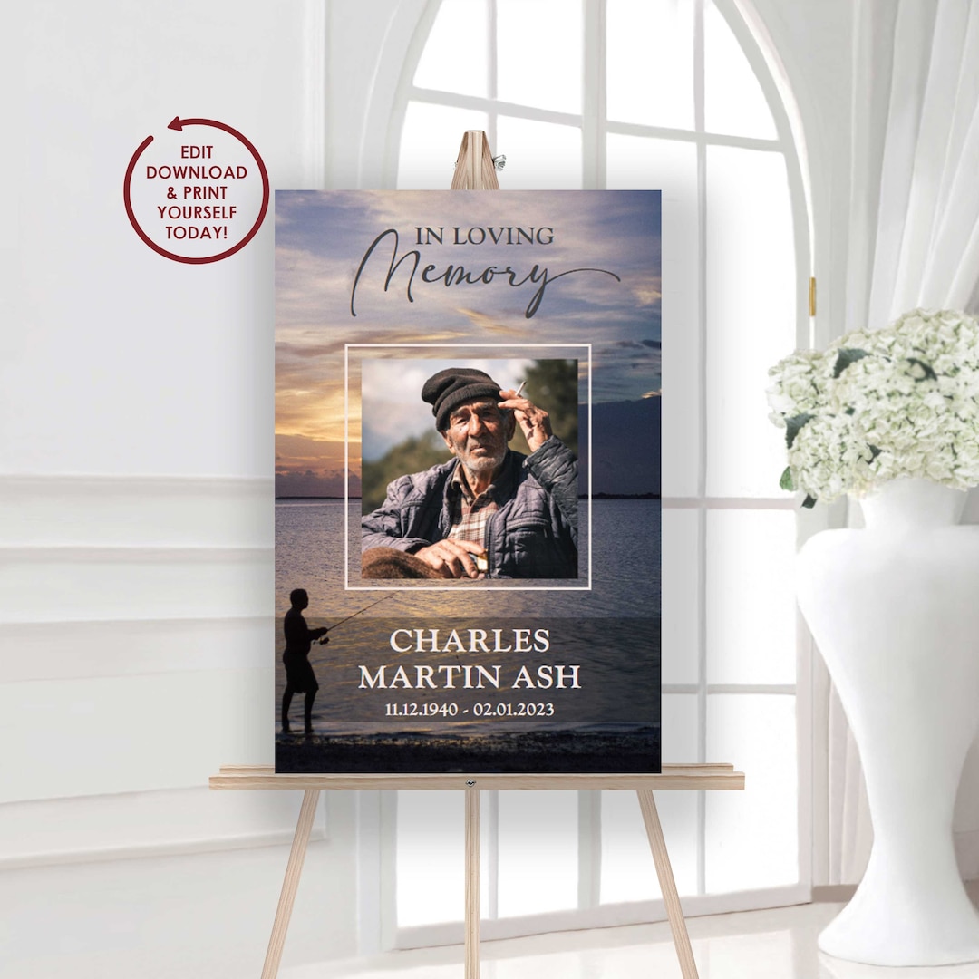 DIY EDITABLE Fisherman's Funeral Poster Board Template | Fishing ...