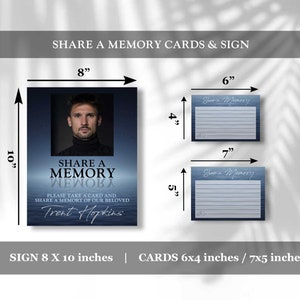 DIY EDITABLE Share a Memory Funeral Sign & Cards Blue Ocean Themed ...