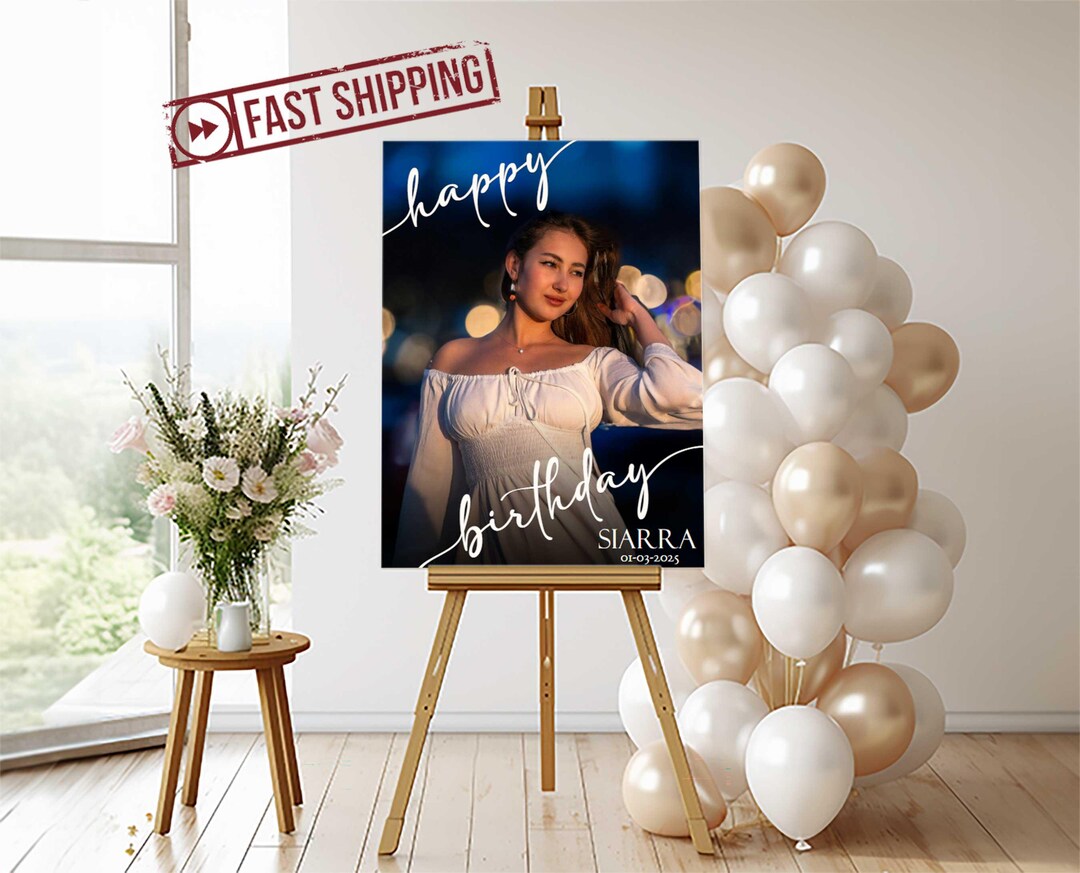 PRINTED Birthday Photo Poster Board Welcome Sign | Custom Large ...