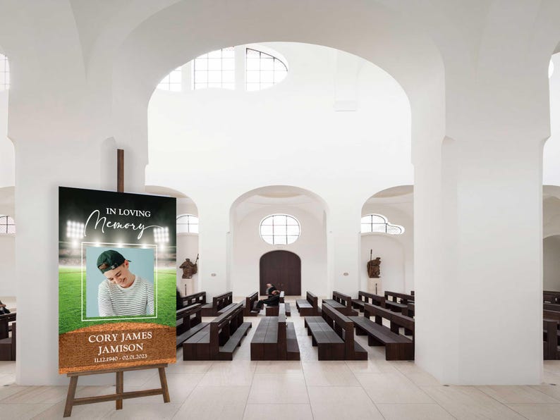 PRINTED Football Funeral Poster | Large Memorial Welcome Sign for ...