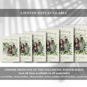 PRINTED Large Funeral Poster Board Greenery Vines Memorial Welcome Sign ...